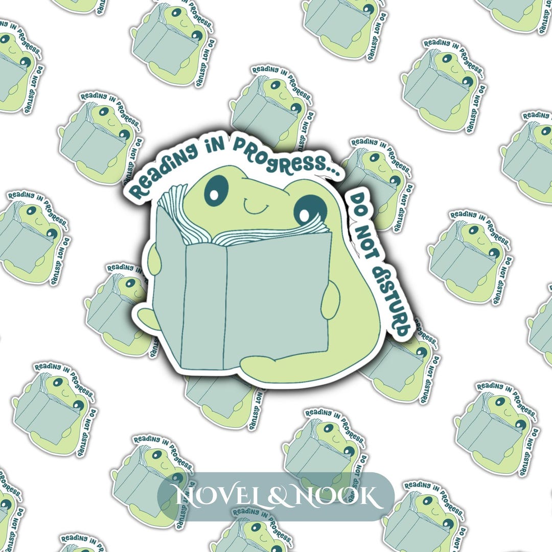 Reading in Progress Frog Sticker - Etsy