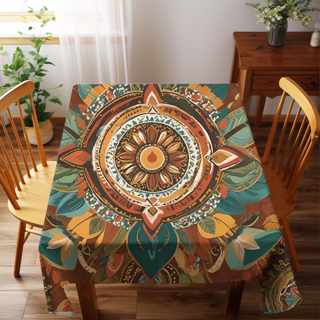 Earthy Indonesian Batik Pattern Table Cloth | Natural Hue Indonesian ...