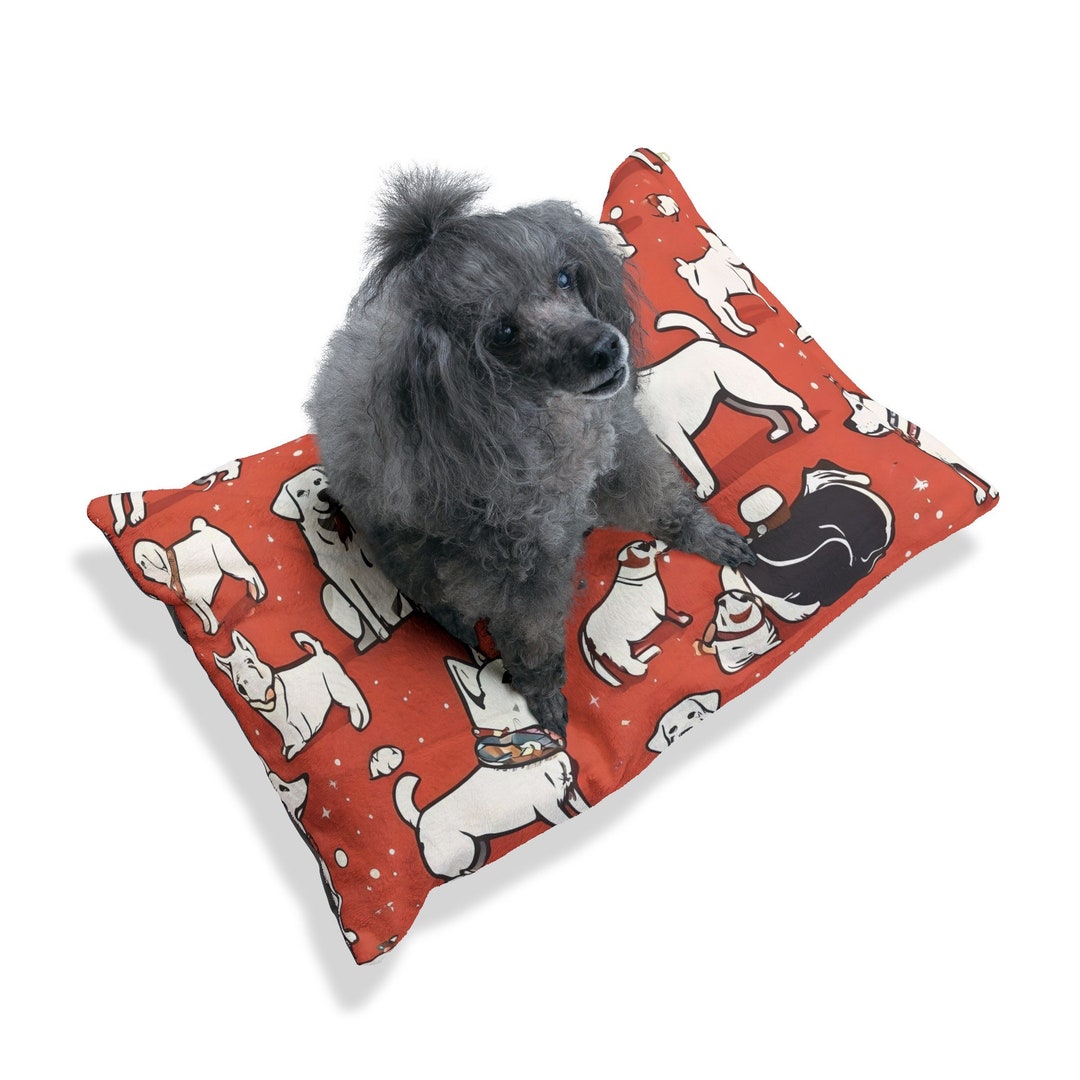 Dog Pattern Pet Bed Cozy Indoor Dog Bed Soft Fleece Dog Bed Stylish Dog ...