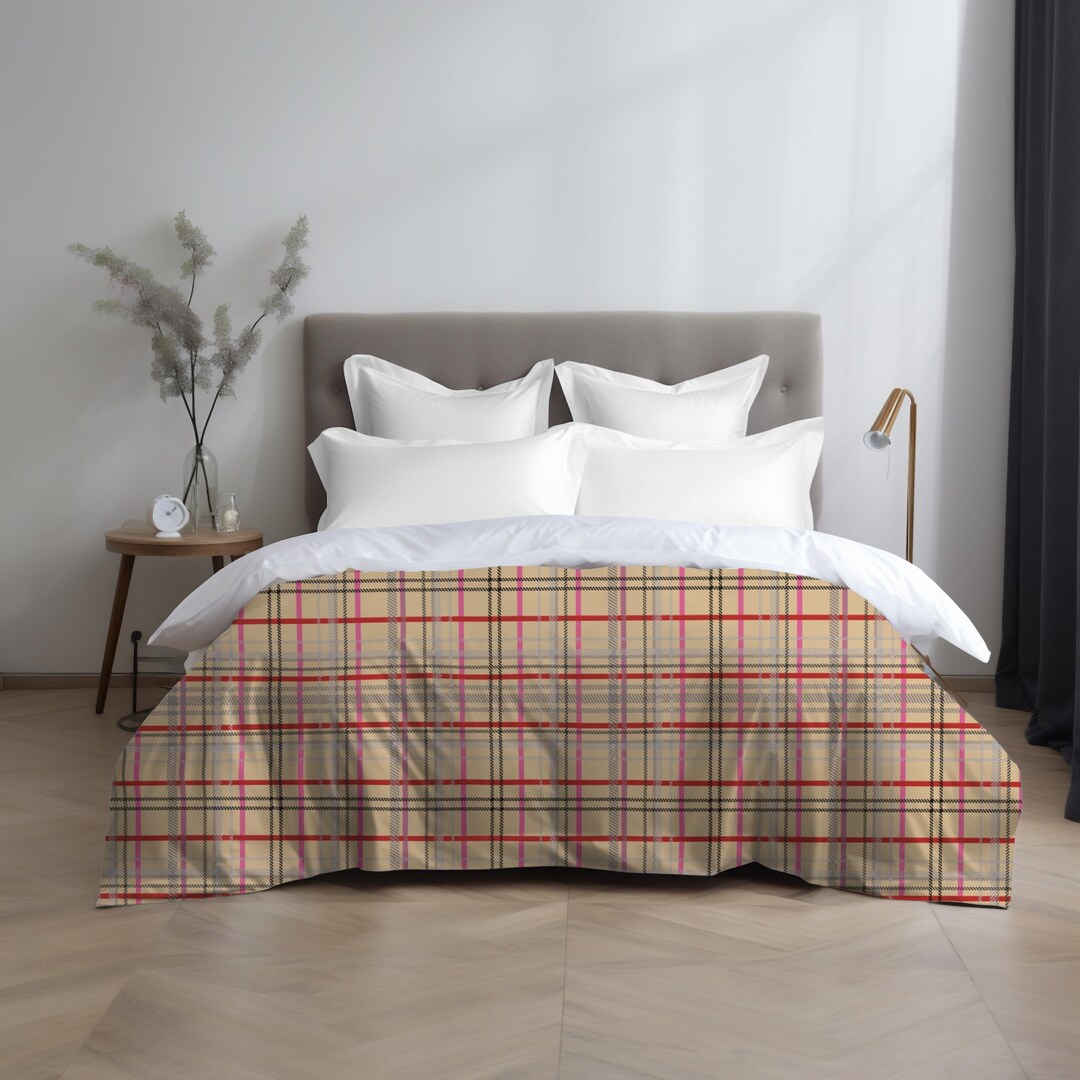 Red Plaid Duvet Cover, Madras Plaid Bedding, Classic Plaid Bed for Comfort, Best Guest Room ...