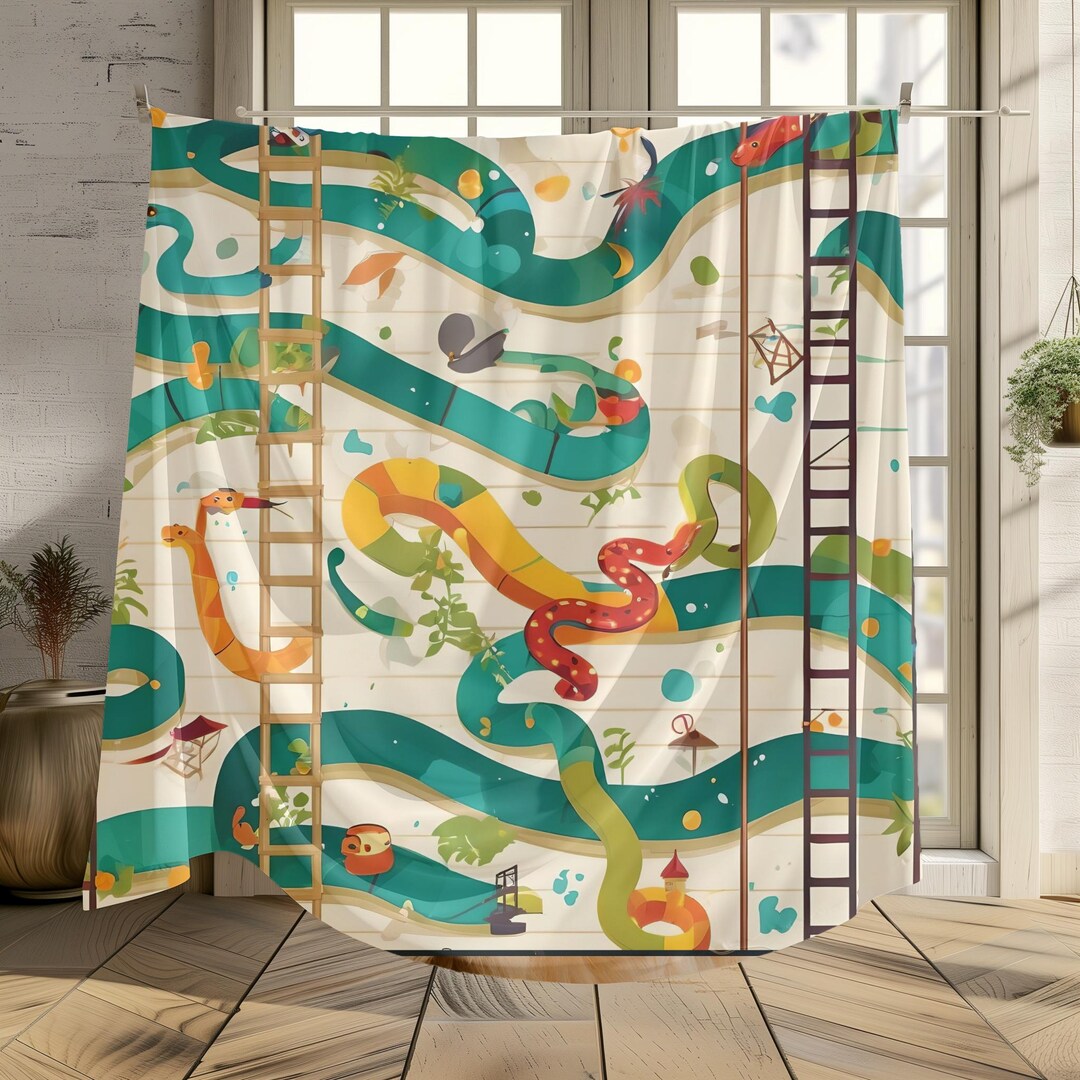 Serpents and Ladders Bedspread, Snake Throw Blanket, Ascend and Descend ...
