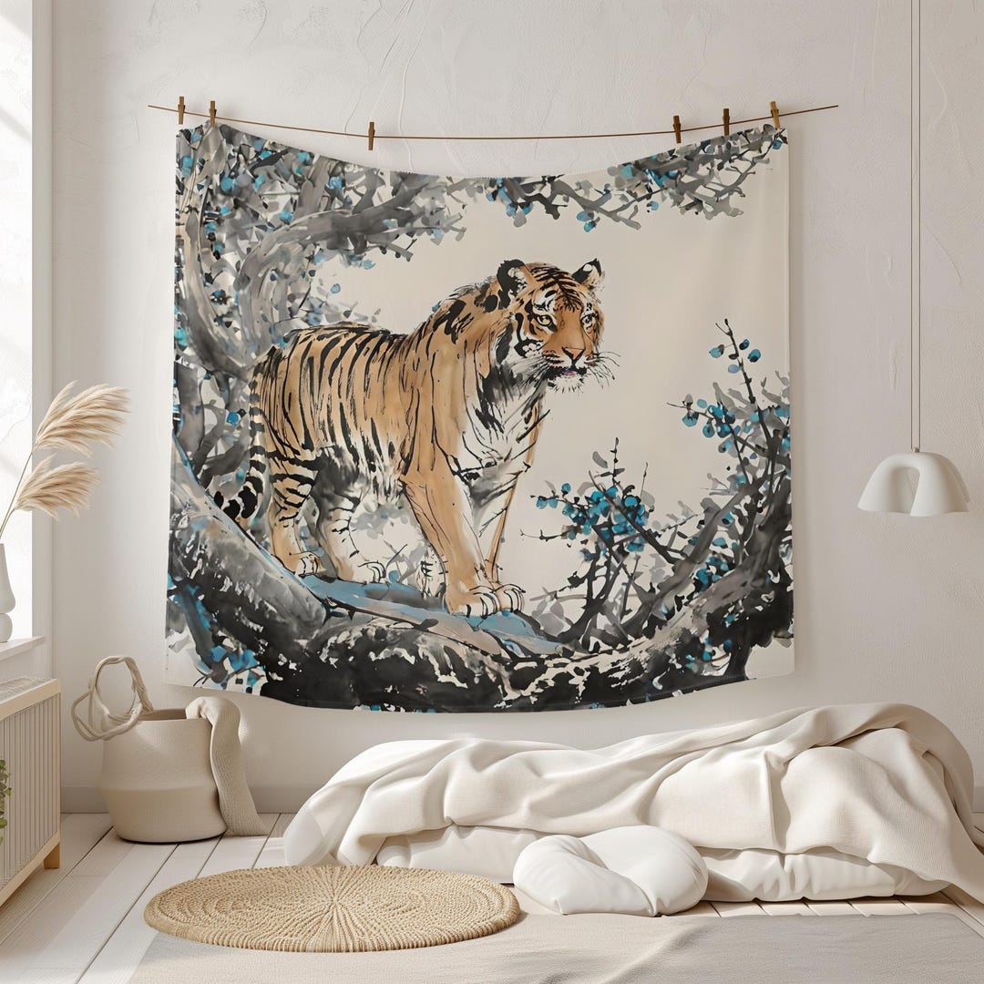 Tiger Throw Blanket, Vintage Animal Sofa Blanket, Jungle Animal Decor ...