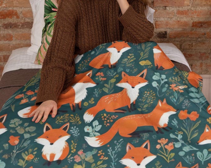 Fox Throw Blanket, Boho Fox Picnic Blanket, Nature Throw Blanket for ...
