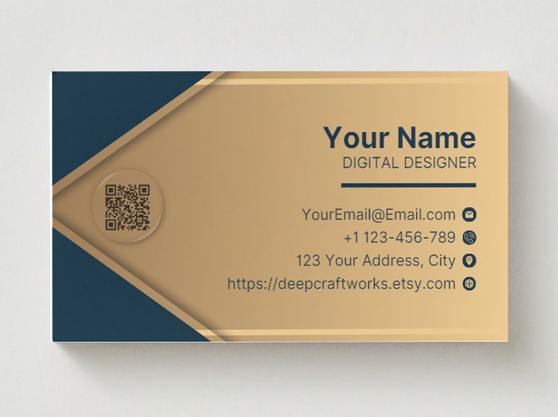 Editable Business Card Template QR Code Business Card Template - Etsy