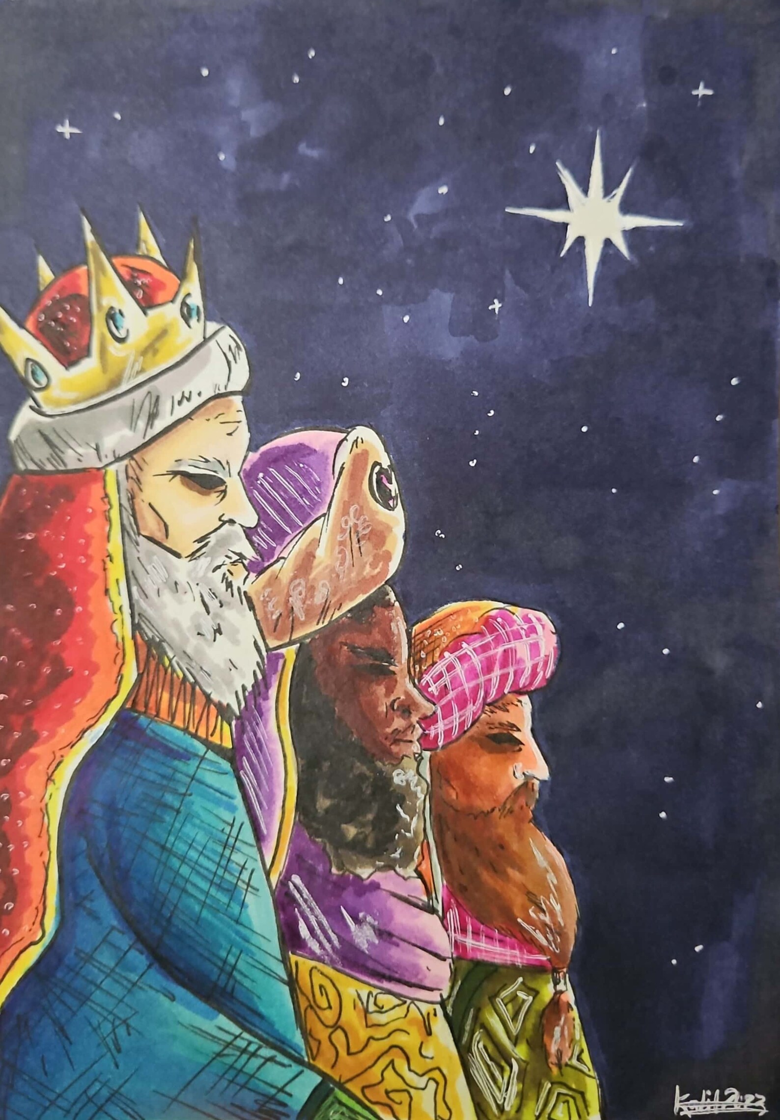 Christmas Card of the Three Wise Men (size 5"x7") - Etsy