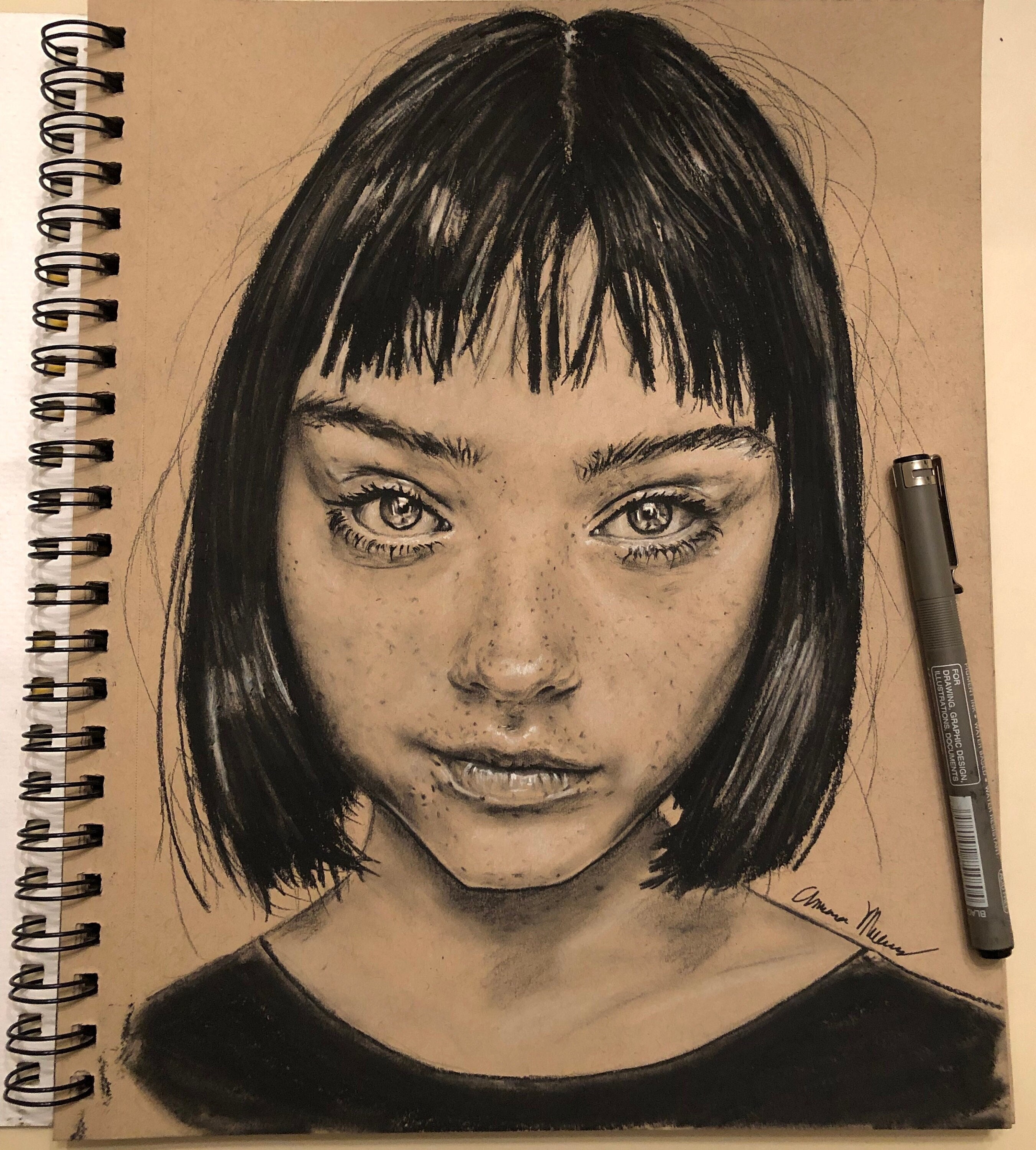 Custom Realistic Portrait, REAL Portrait Drawing in Charcoal on Toned ...