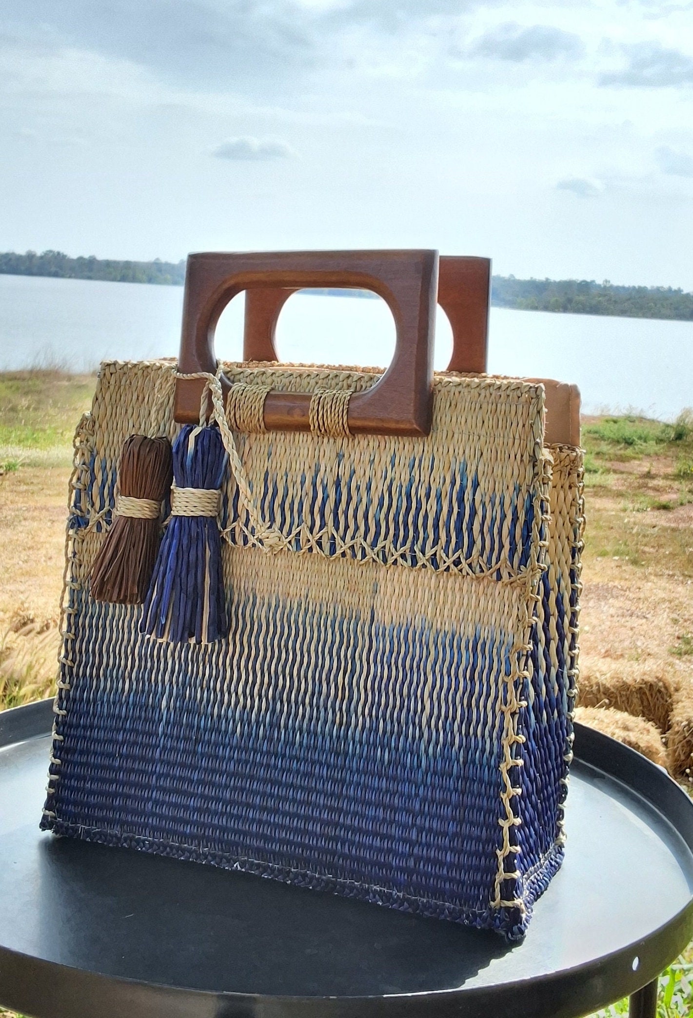 Reed Bags / Indigo Dyed Reed Bags / Multi-colored Bags / Thai Bags ...