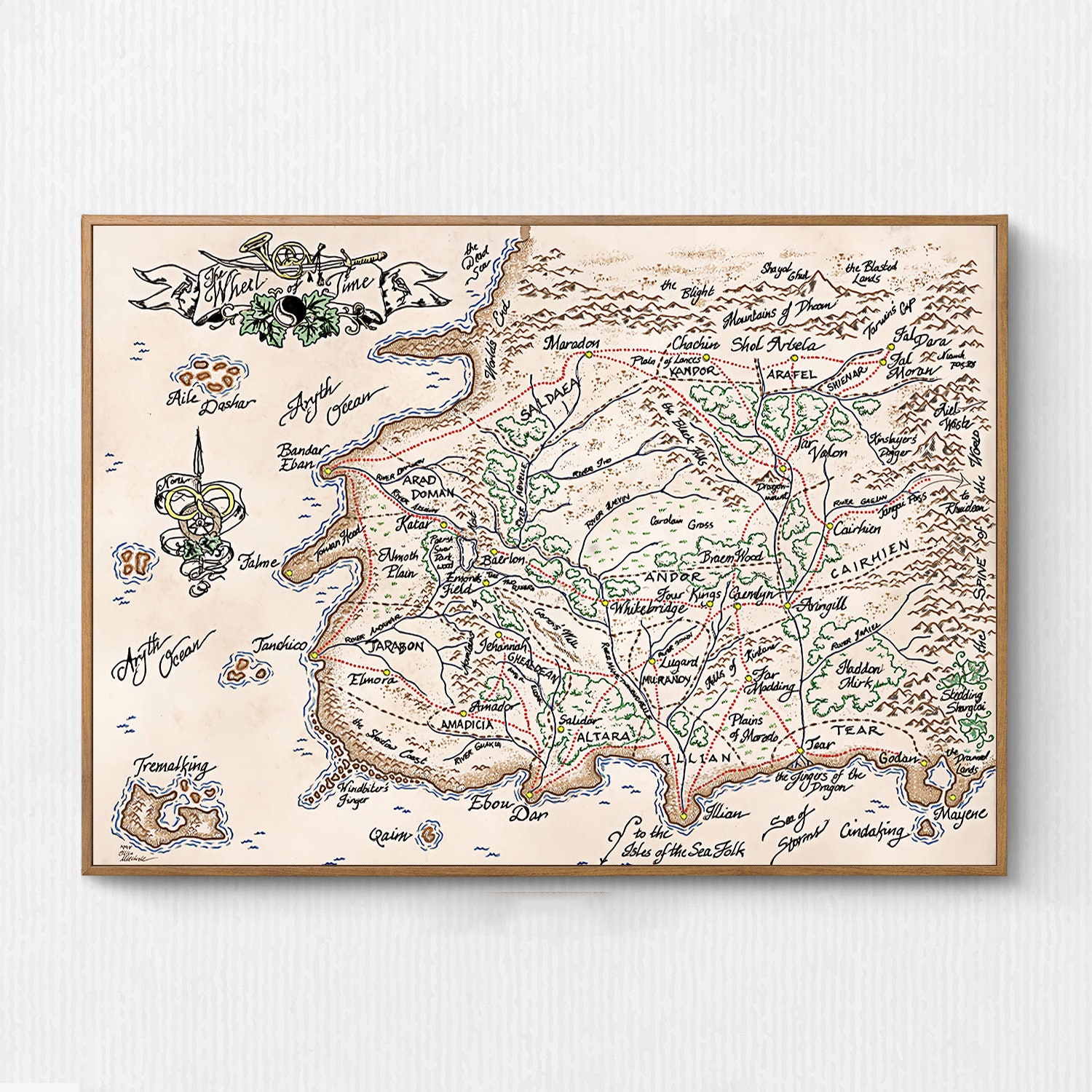 The Wheel of Time Map Poster, Medieval World Map Wall Hanging, Wheel of ...