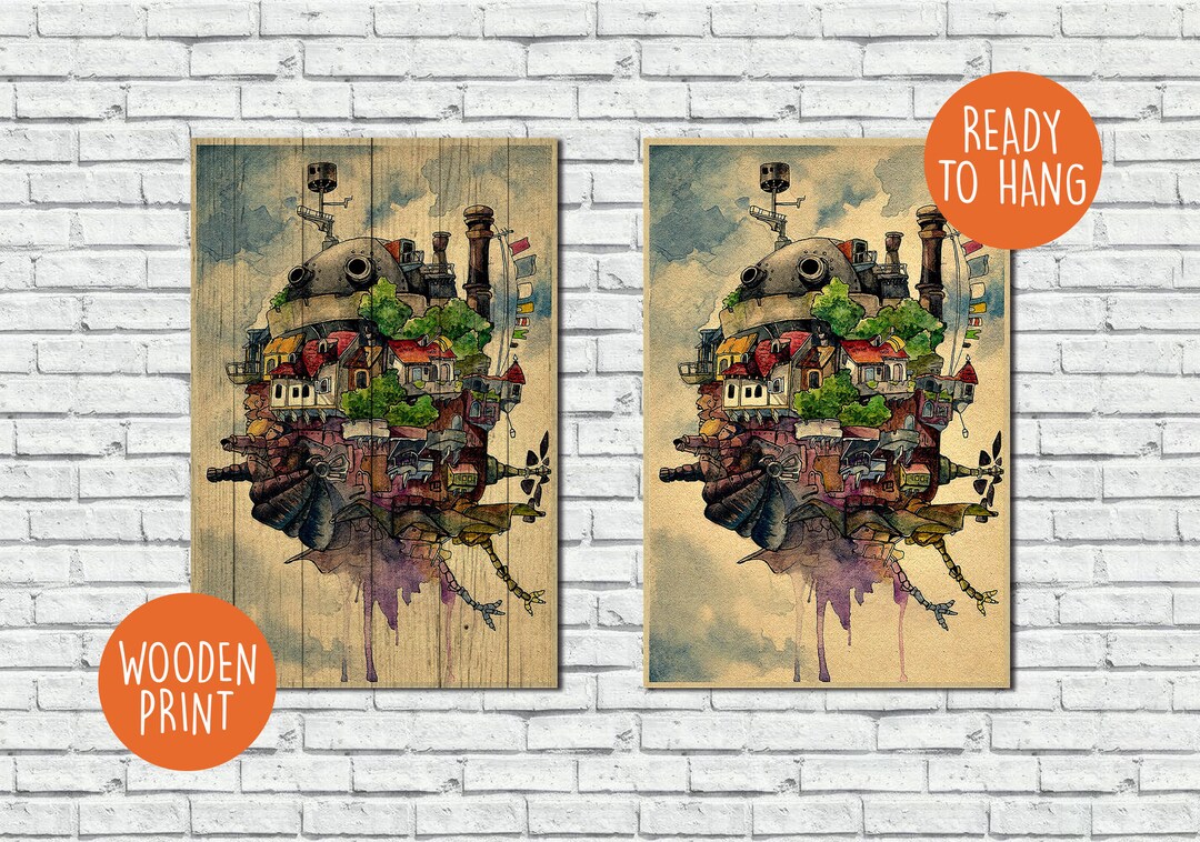 Howl's Moving Castle Wood Print - Ready to Hang, Sophie and Howl, Anime ...