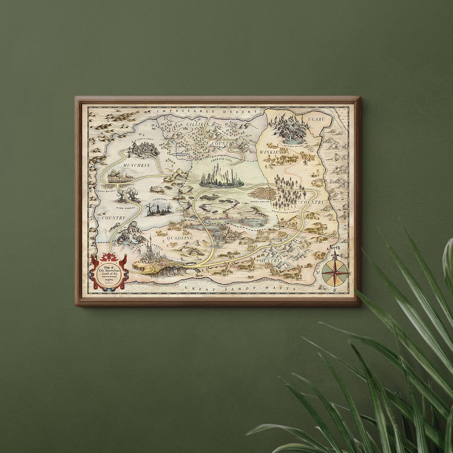 Impassable Desert Poster, Map of the Marvelous OZ Land, Home Wall Decor ...