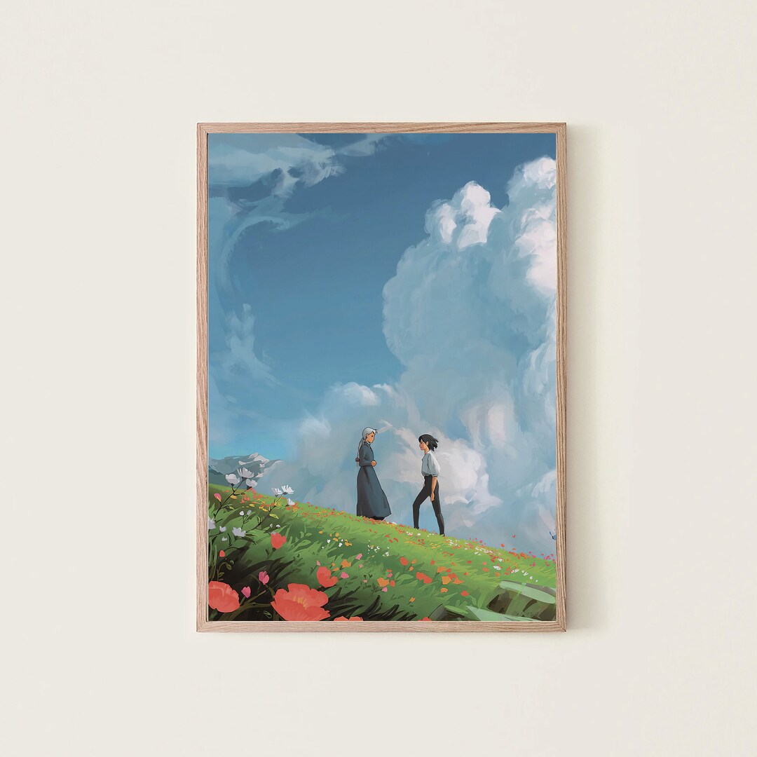 Howl's Moving Castle Print, Studio Ghibli Howl's Moving Castle Poster ...