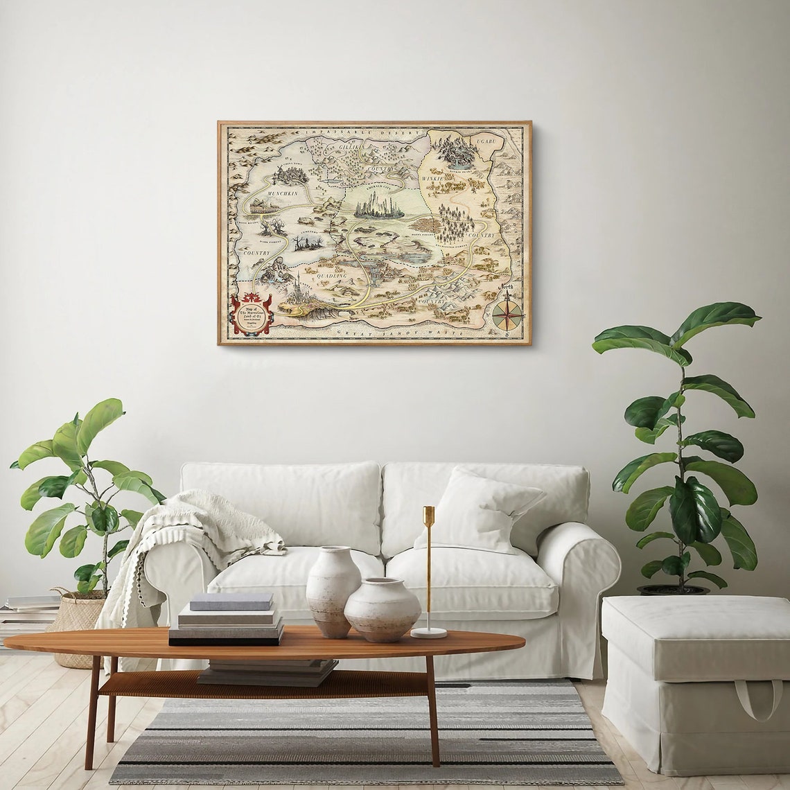 Impassable Desert Poster, Map of the Marvelous OZ Land, Home Wall Decor ...