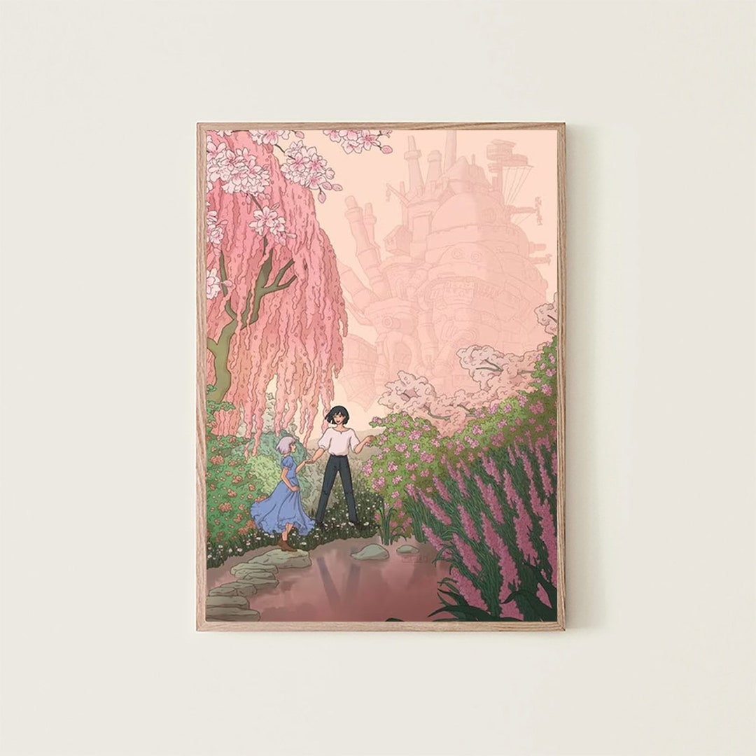 Howl's Moving Castle Print, Studio Ghibli Howl's Moving Castle Poster ...