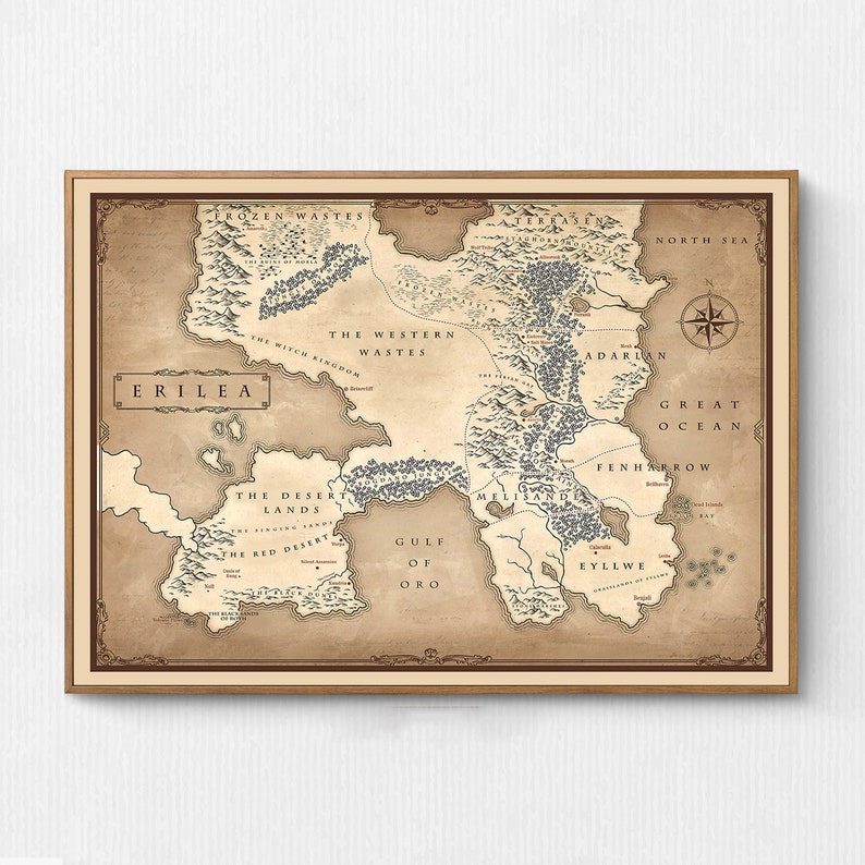 A Court of Thorns and Roses Map, Sarah J Maas Fantasy Map Wall Art ...