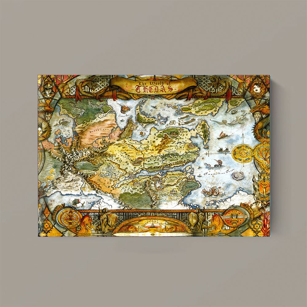 The World of Thedas Map Vintage Wall Hanging, Dragon Age Map Unframed ...
