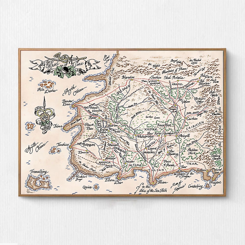 The Wheel of Time Map Poster, Medieval World Map Wall Hanging, Wheel of ...