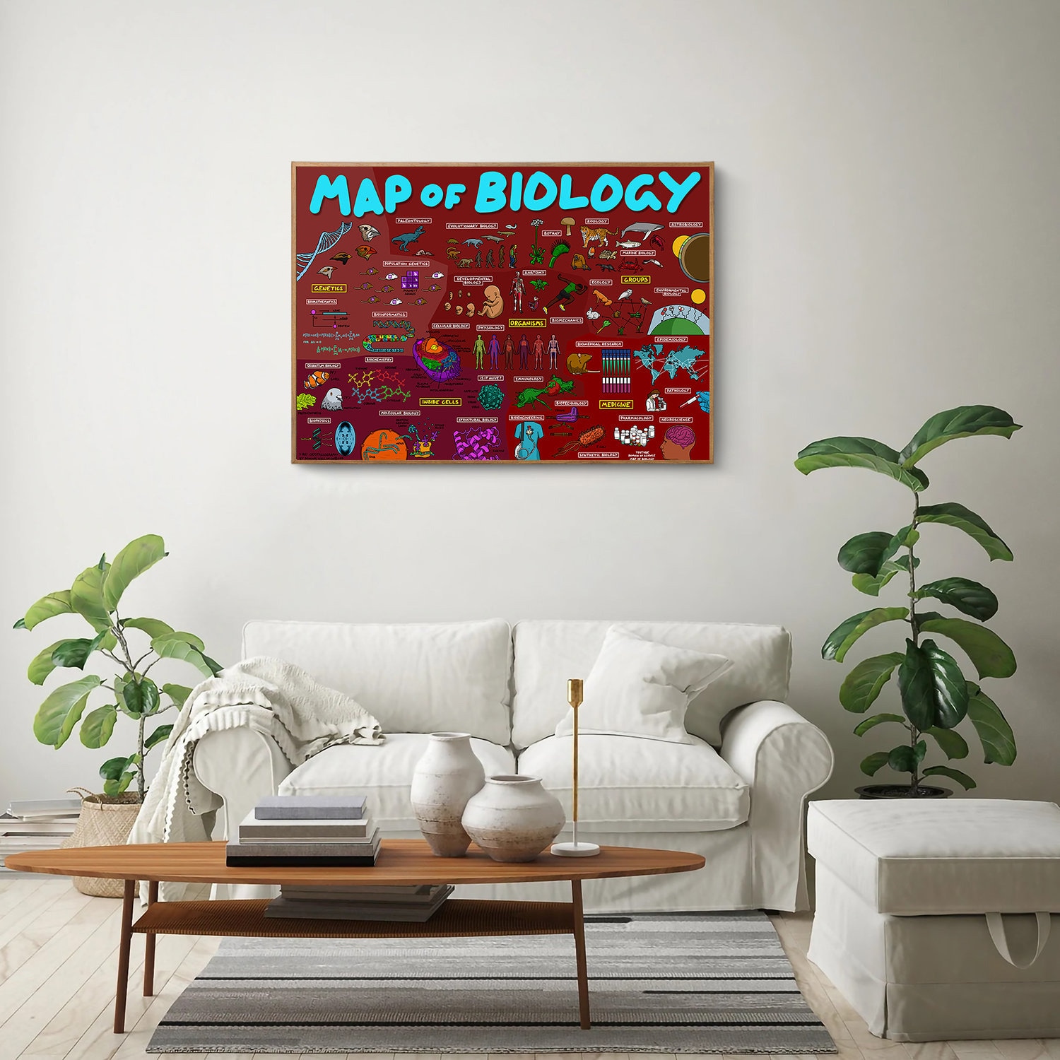 The Map of Biology Poster, Biology Poster, Back to School, Homeschool ...