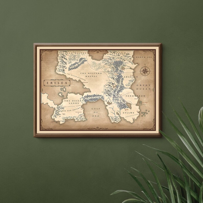 A Court of Thorns and Roses Map, Sarah J Maas Fantasy Map Wall Art ...