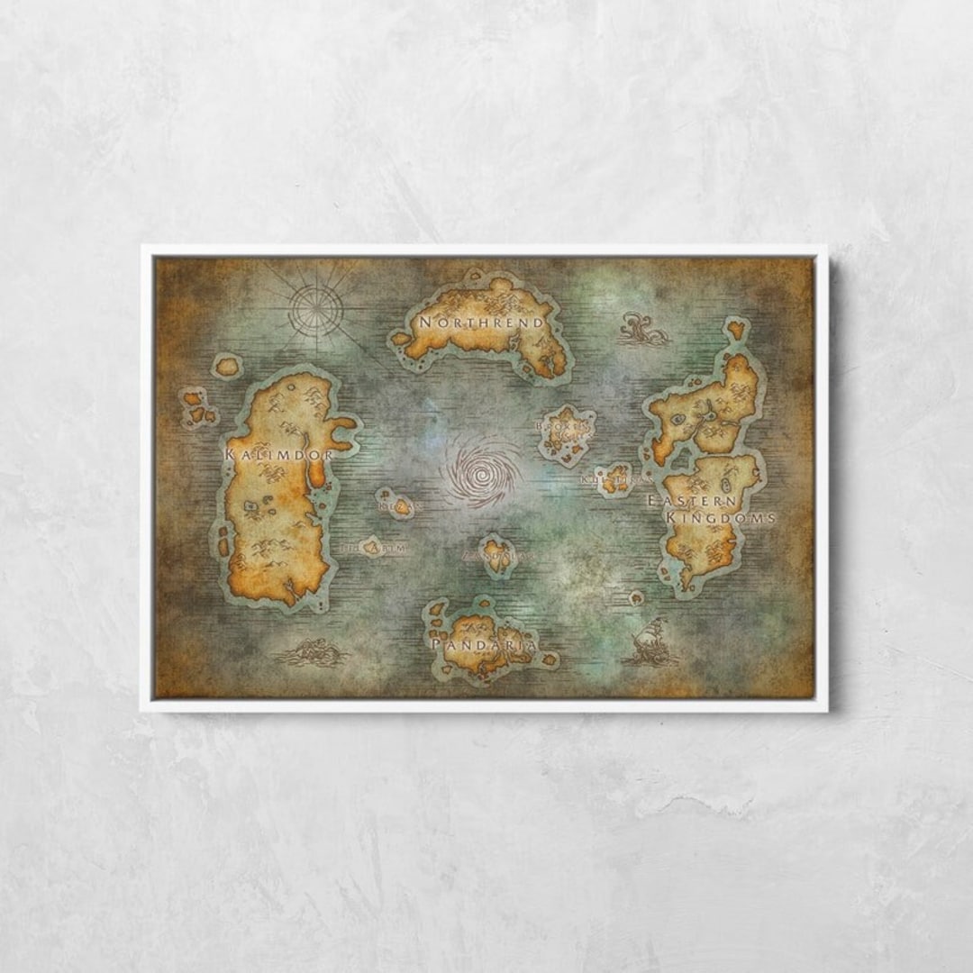 PNG World of Warcraft Map Print, Azeroth Map, World Map Canvas, Fantasy ...