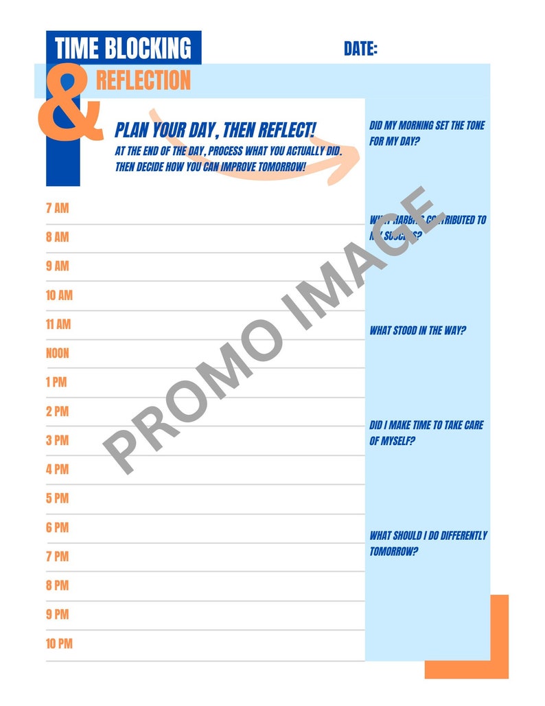 Time Blocking & Reflection Sheet - Etsy