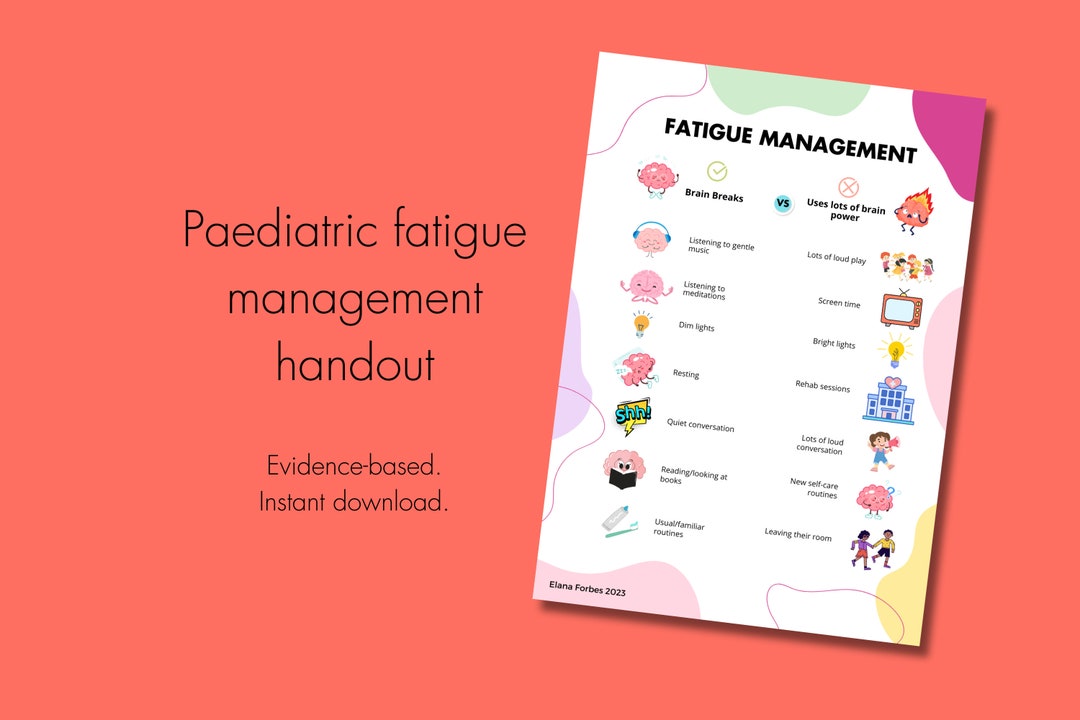 Paediatric Fatigue Management Handout, Patient Tool, Worksheets ...