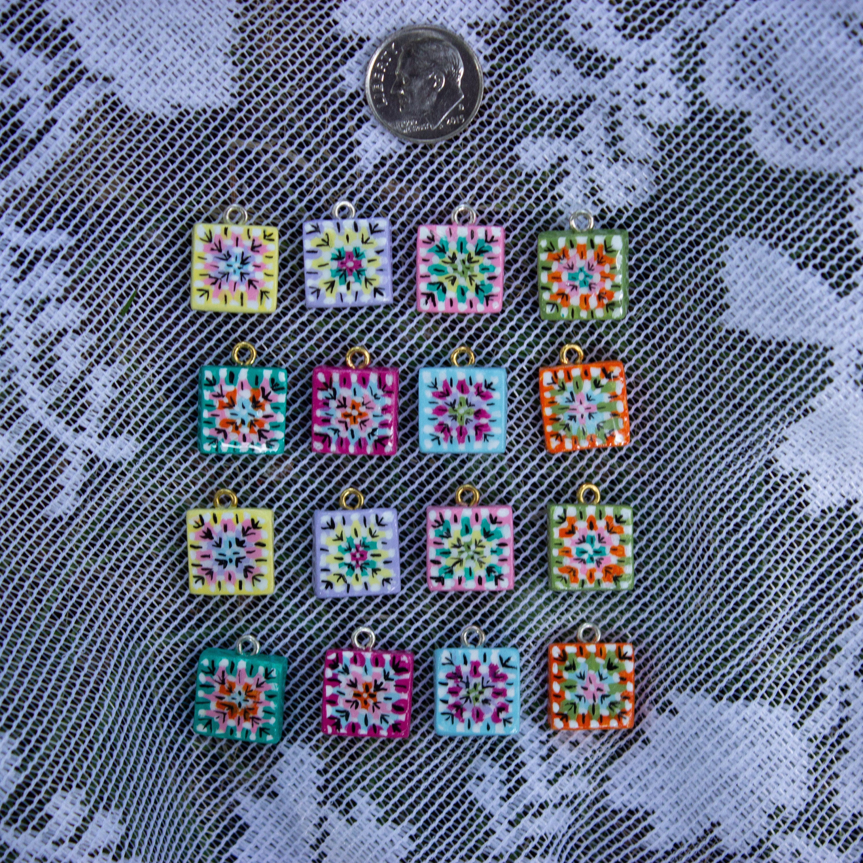 Clay Charm Granny Square charm Only for Necklace, Bracelet, or Keychain ...