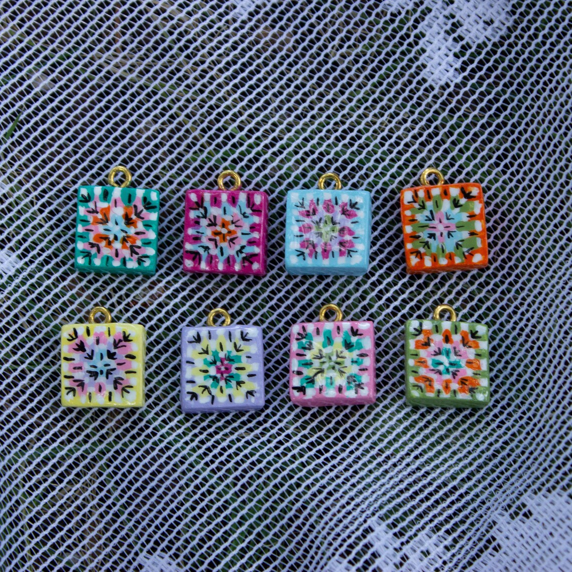 Clay Charm Granny Square charm Only for Necklace, Bracelet, or Keychain ...