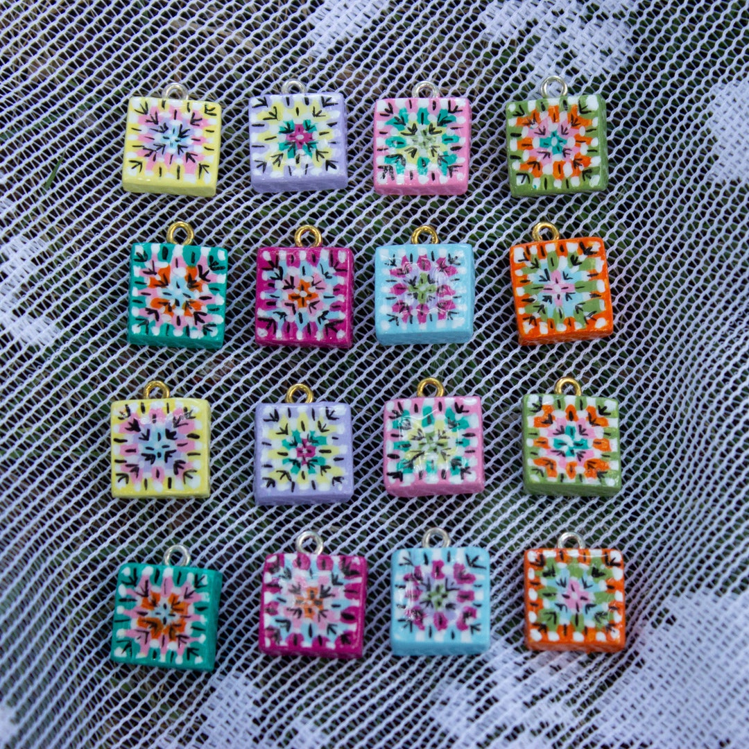 Clay Charm Granny Square charm Only for Necklace, Bracelet, or Keychain ...