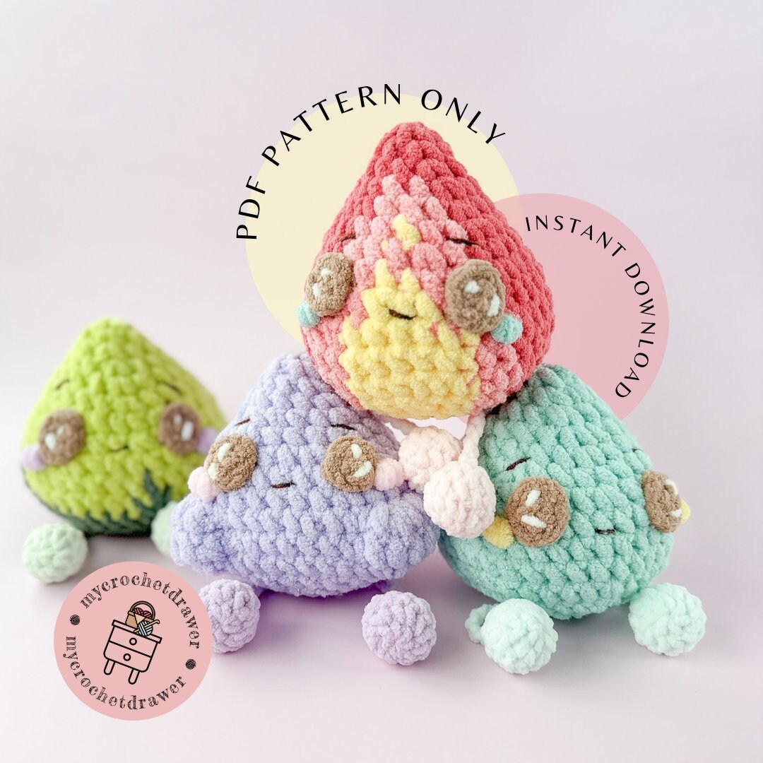 PDF CROCHET PATTERN Elemental Droplets the Big Kids Amigurumi Digital ...