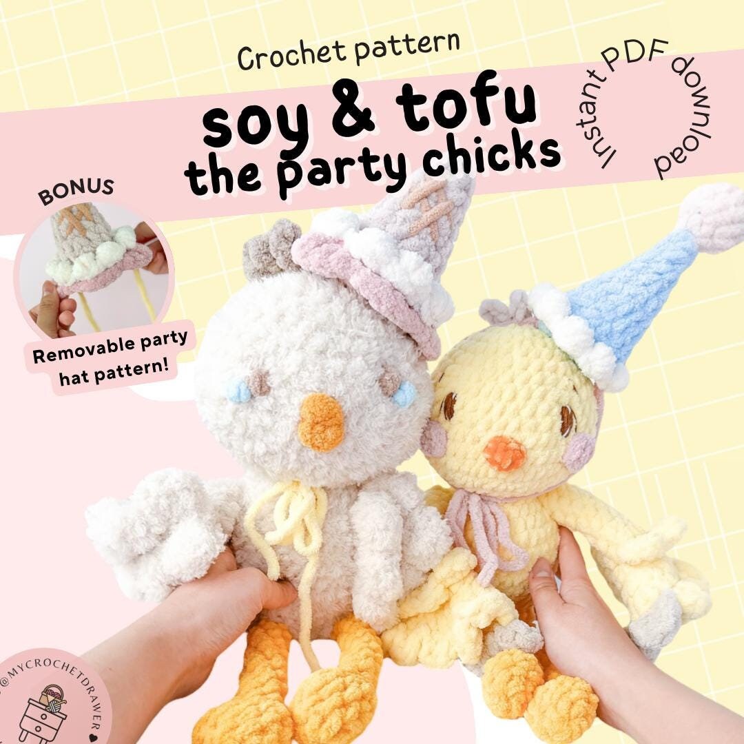 PDF CROCHET PATTERN Soy & Tofu the Party Chicks Amigurumi Digital Download Customisable ...