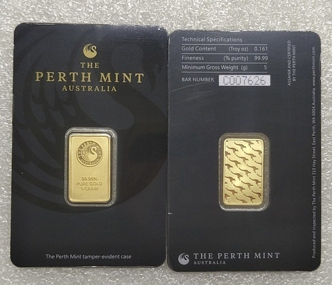 10x 5g Perth Mint Gold Plated Gold Bullion Bars - Etsy
