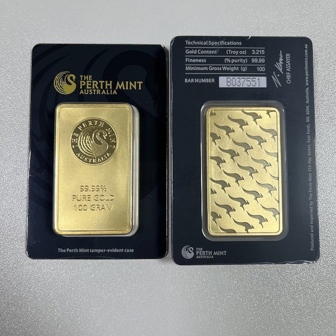 100g Perth Mint Gold Plated Gold Bullion Bar - Etsy