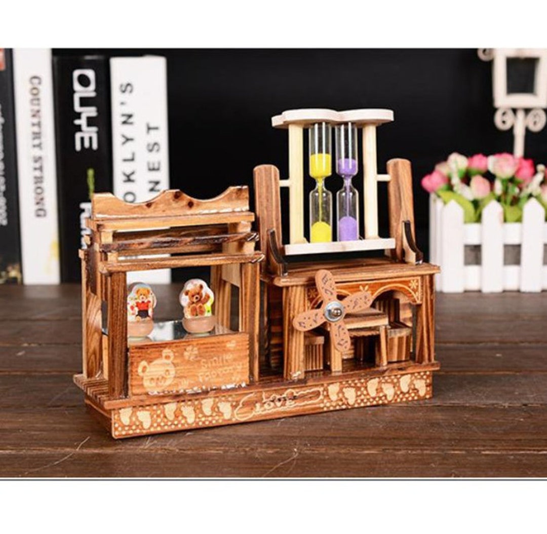 Music Box With Cute Desk Hourglass - Etsy