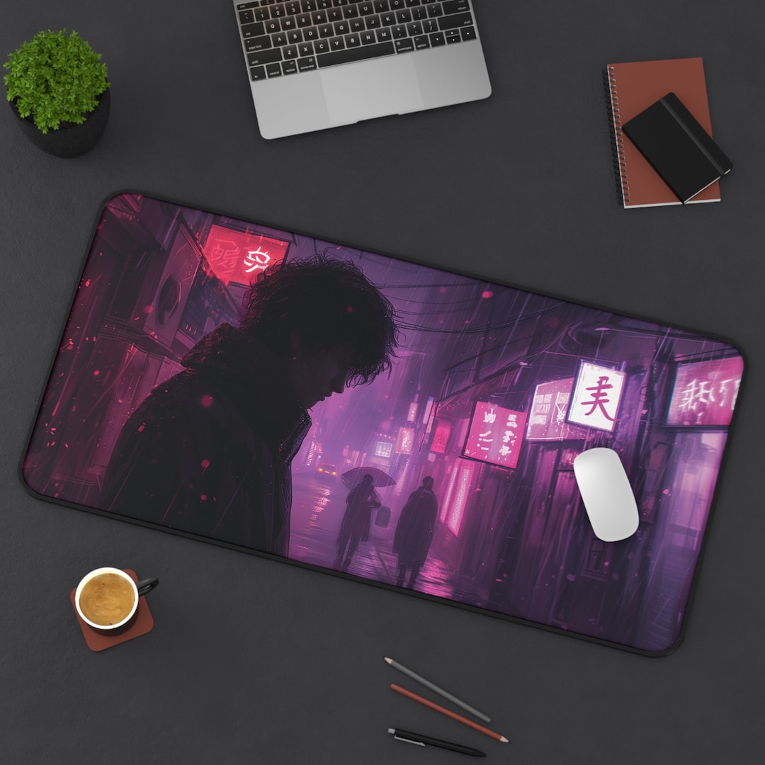 Neon Cyberpunk Mouse Pad, Tokyo Vaporwave Gaming Desk Mat, Anime ...