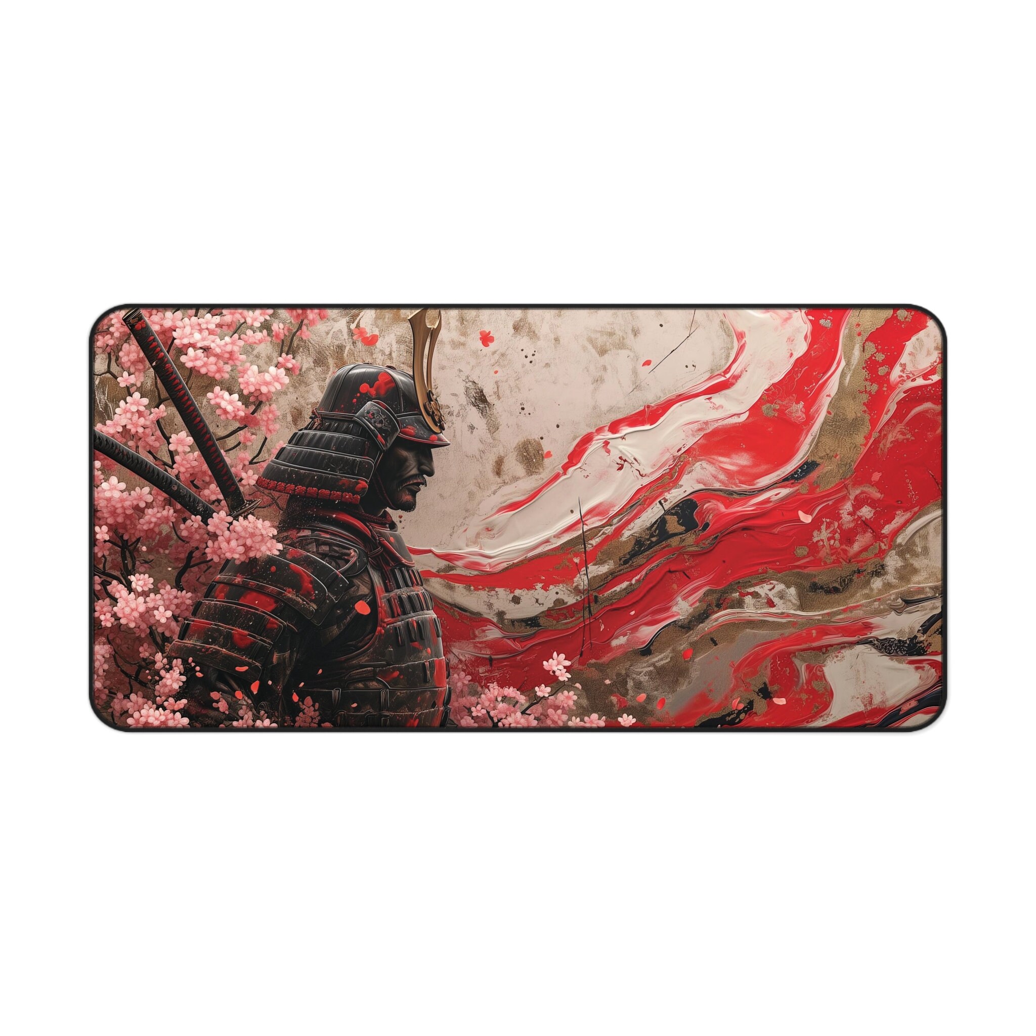 Samurai Desk Mat, Japanese Cherry Blossom Mouse Pad, Oni Demon XL ...
