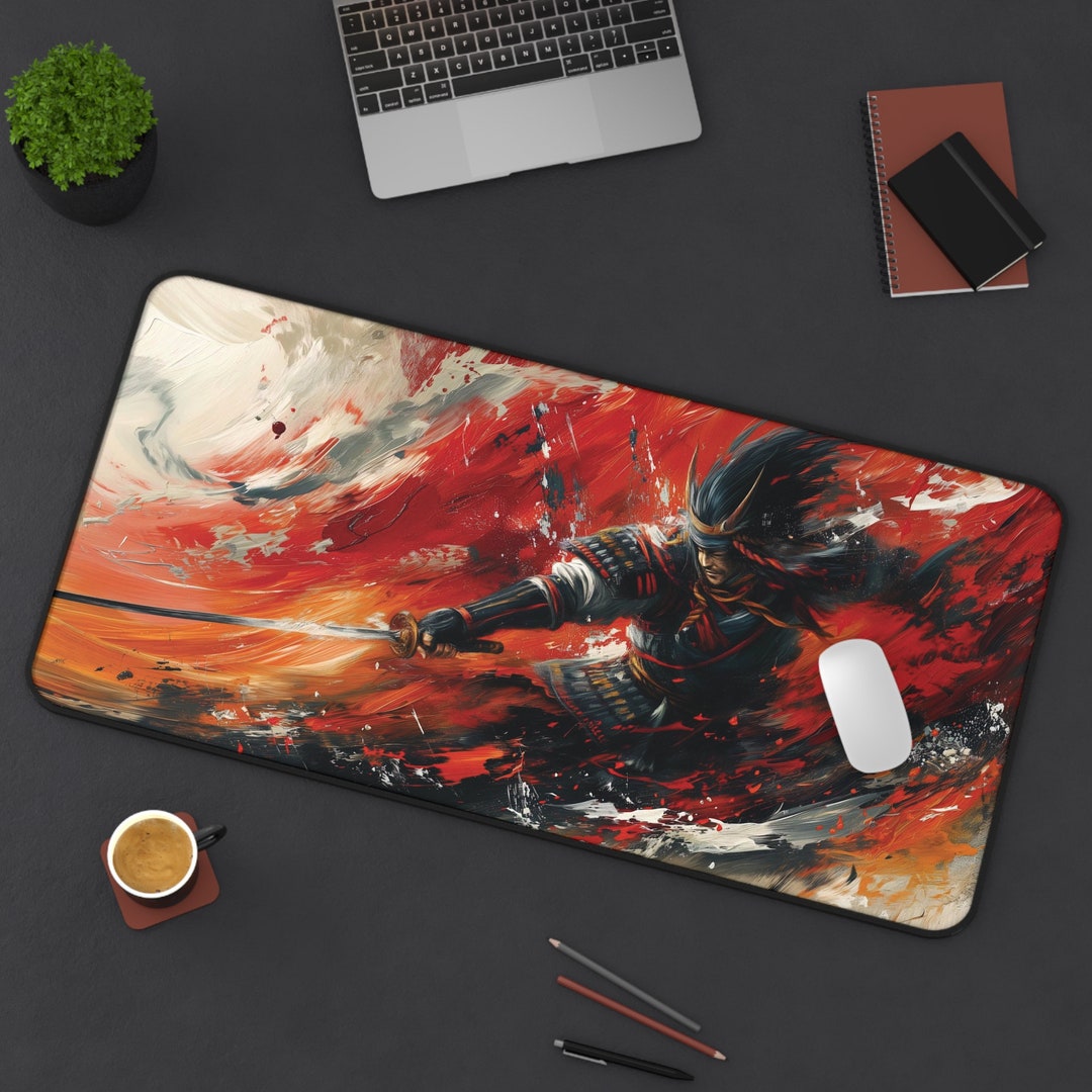 Samurai Mouse Pad, XL Gaming Desk Mat, Traditional Japanese Workspace ...