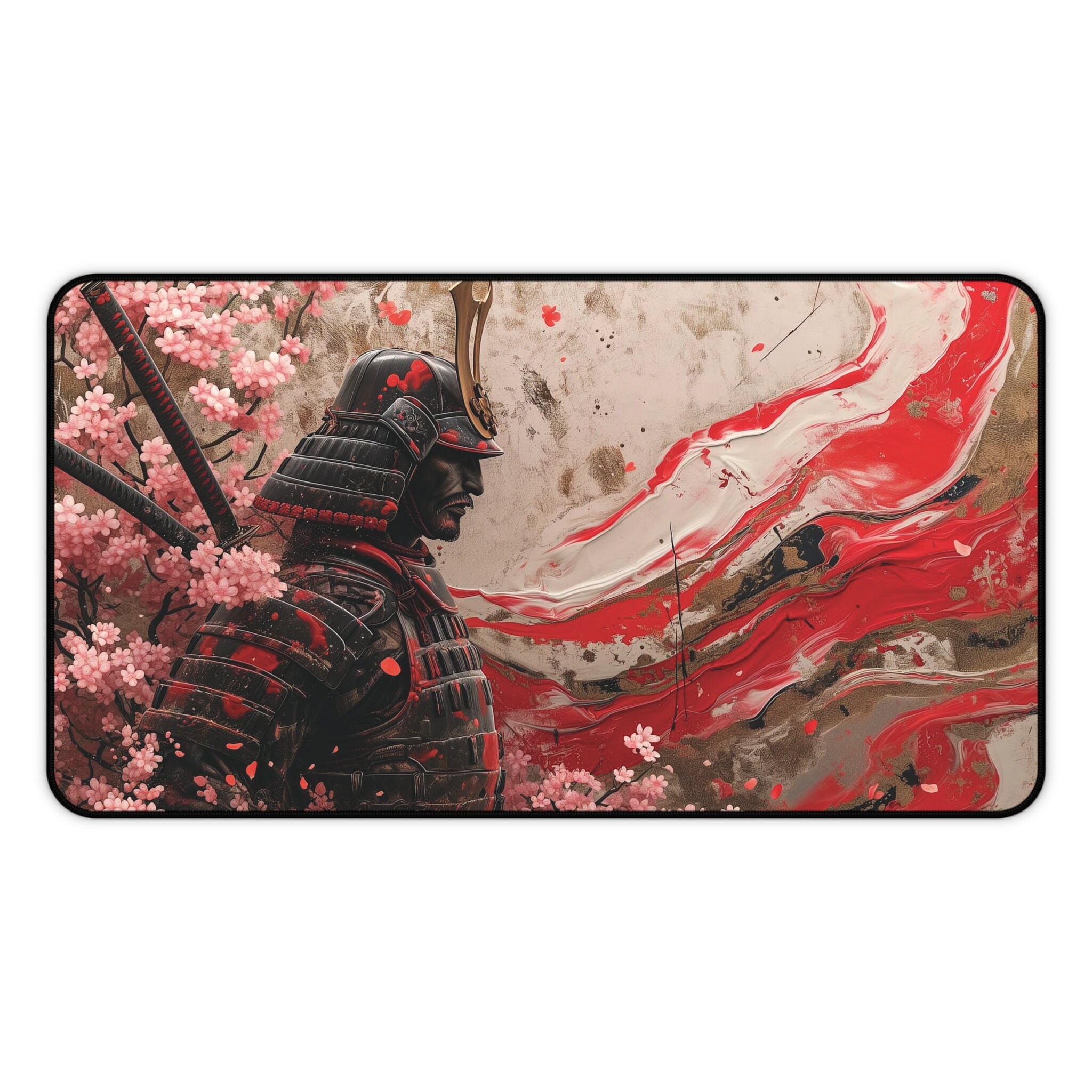 Samurai Desk Mat, Japanese Cherry Blossom Mouse Pad, Oni Demon XL ...