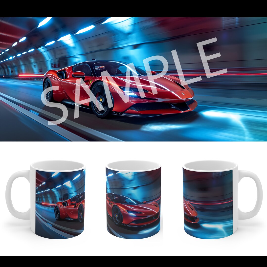 Ferrari SF90 Rosso Corsa Supercar Mug, Car Gift Mugs, Car Lover Mug ...