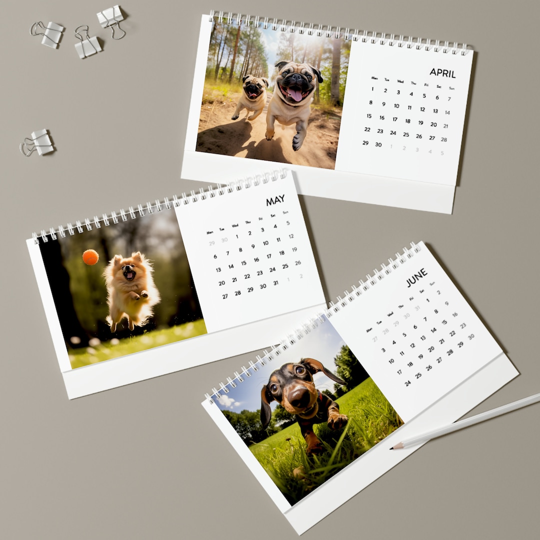 Cute Dogs Desk Calendar 2024, Dog Lover, Furry Friends, Dog, Pet ...