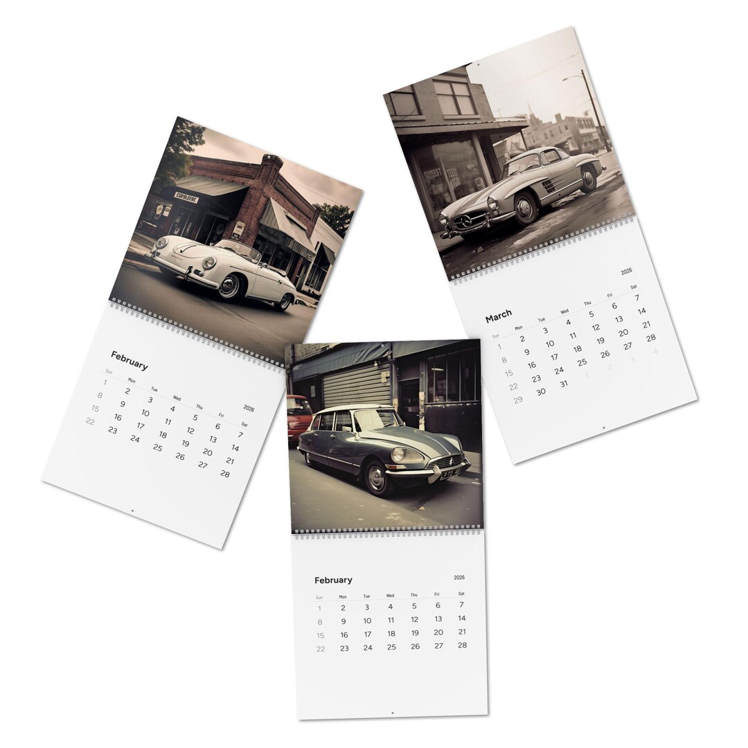 New Retro Cars Wall Calendar V2, Sports Cars, Car Lover, Calendar for ...