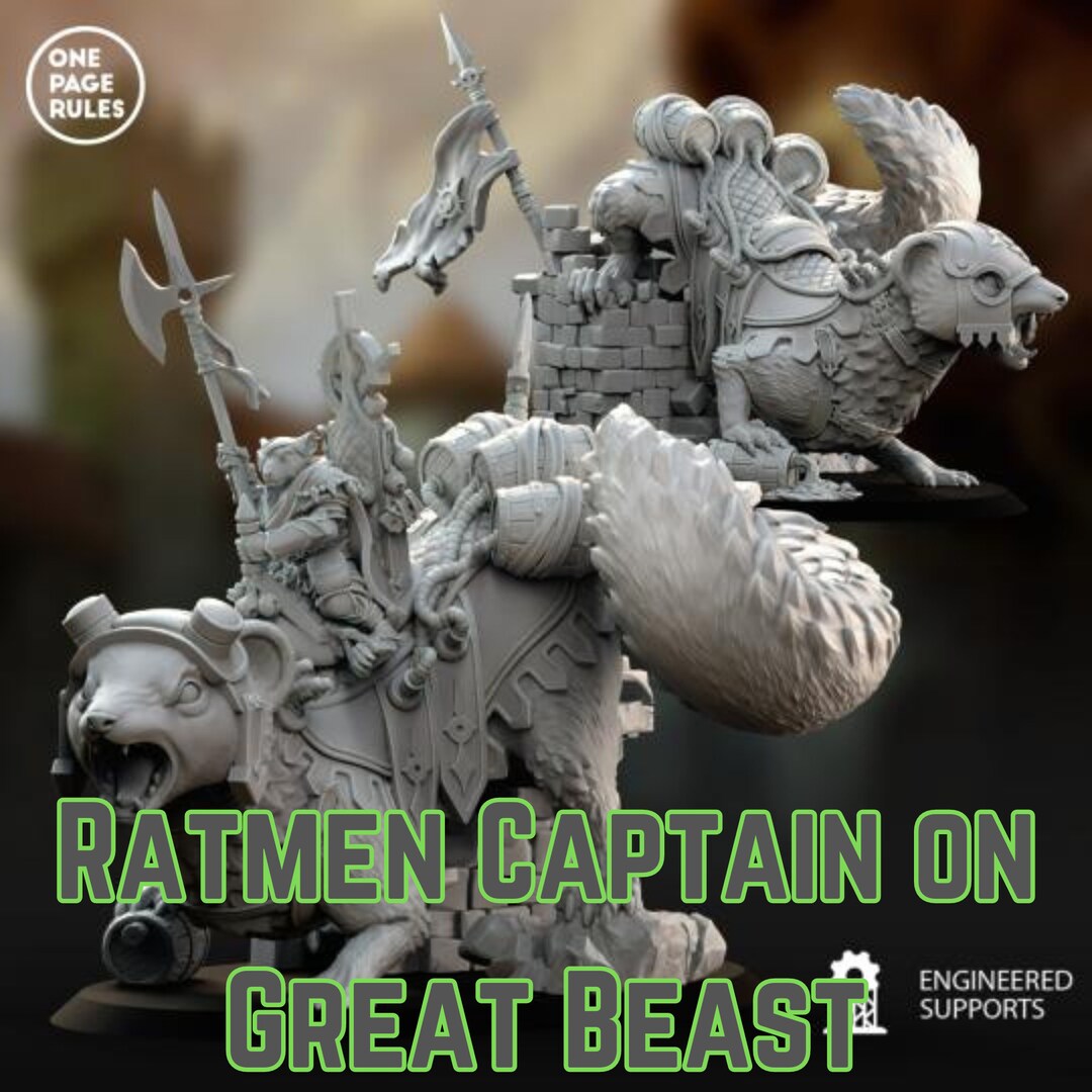 Ratmen Captain on Giant Beast Stl File Pack DND Stl Files D and D Minis ...