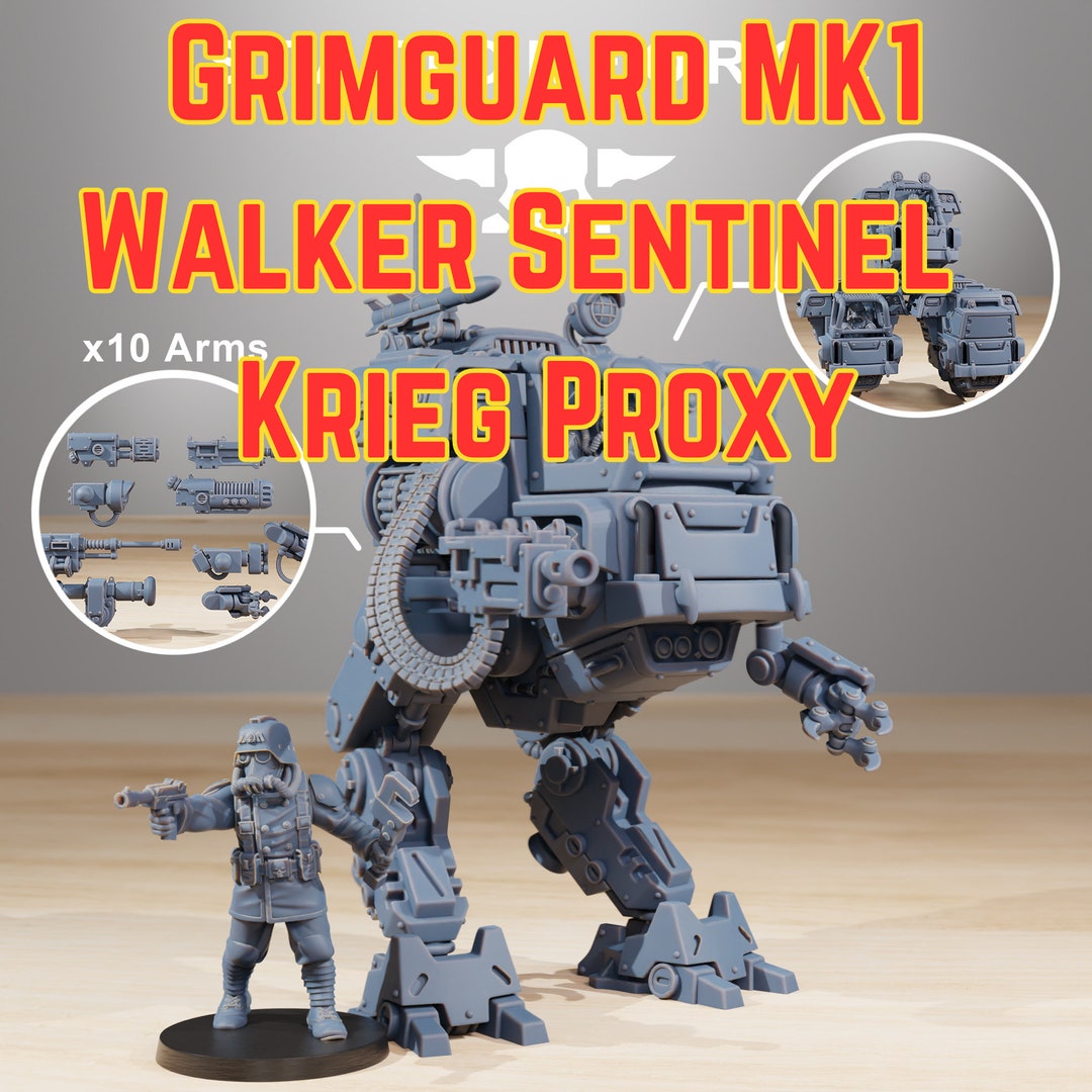 STL Bundle Tabletop Miniatures Grimdark Future 3D Print File Stls Grimguard Grimguard MK1 Walker ...