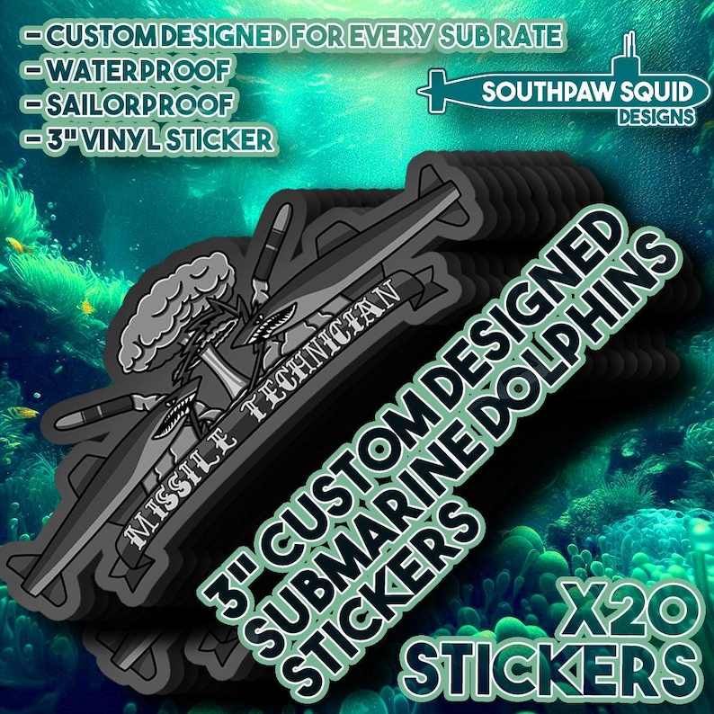 US Navy Submarine Dolphin Sticker | Custom 3" Vinyl Sticker Decal ...