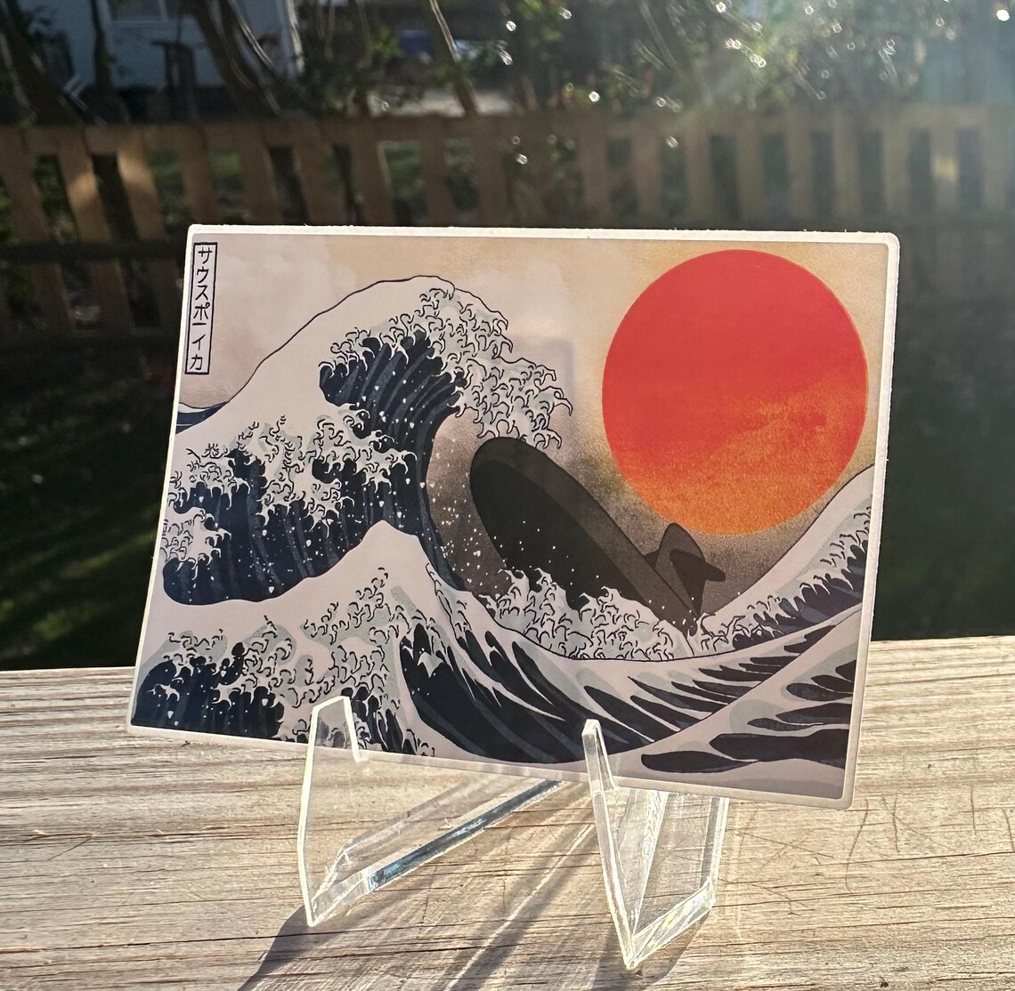 Submarine Great Wave Sticker 3" Vinyl Sticker, Gifts for Him ...
