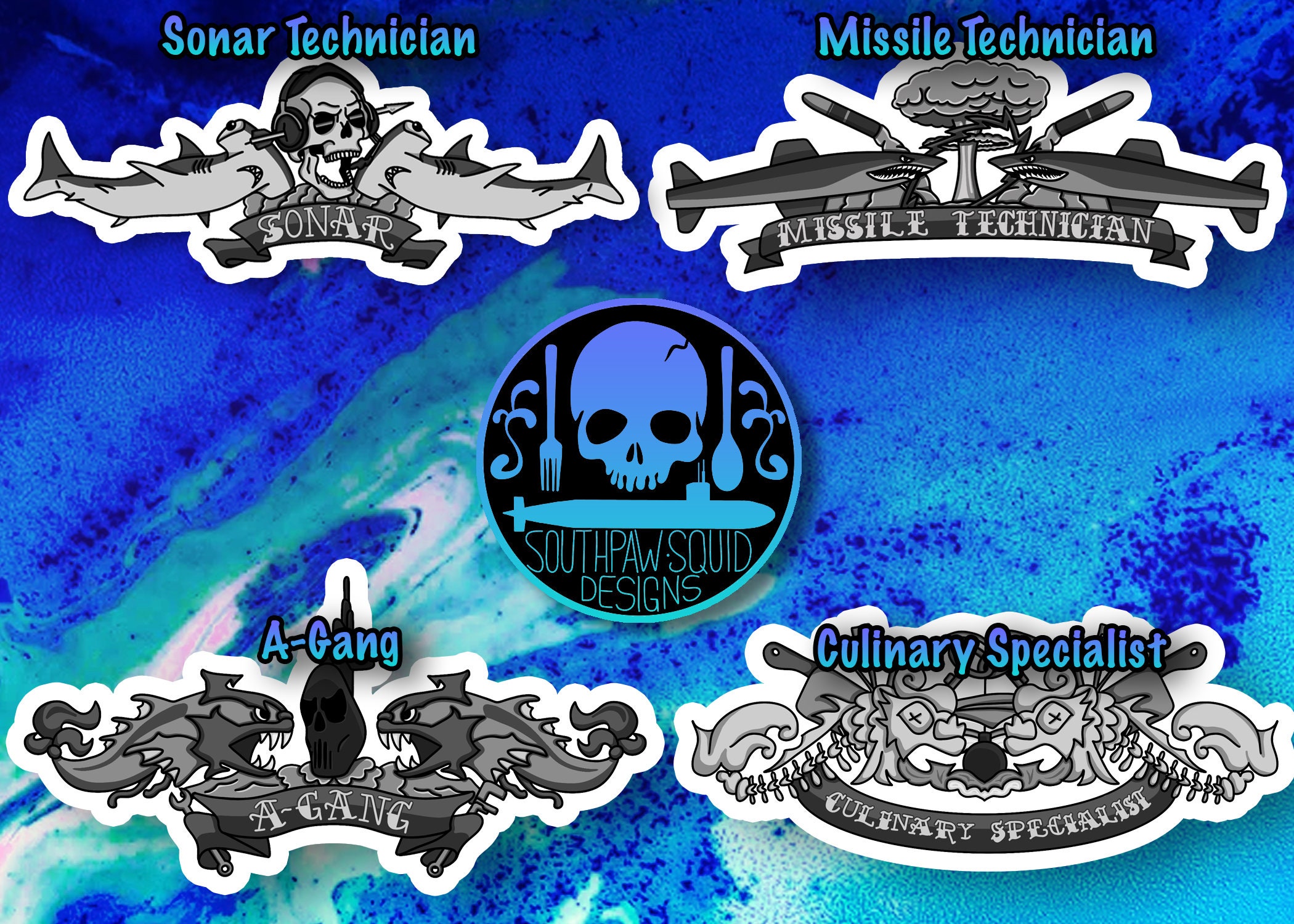 6 US Navy Custom Designed Submarine Dolphin Stickers 1 Stickergifts for ...