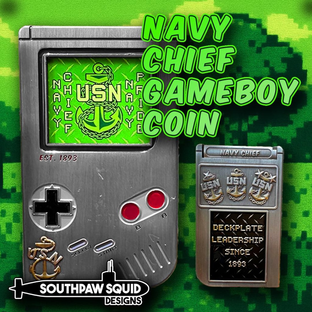 Navy Chief Gameboy Coin | Retro Gameboy Style Military Coin With Chief ...