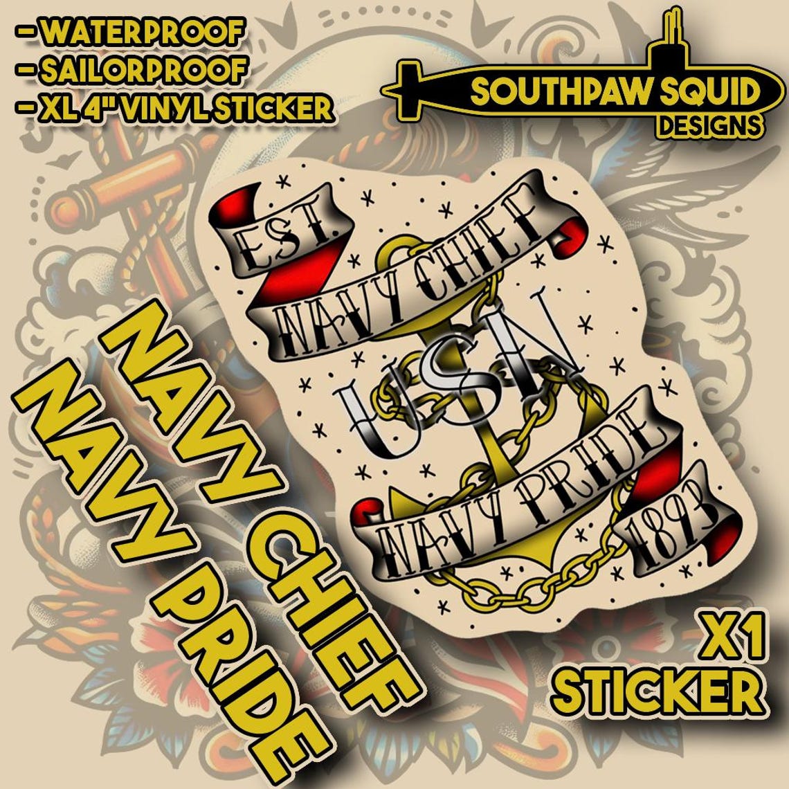 4" Tattoo Style Navy Chief Anchor Sticker, Gifts for Him, Gifts for Her ...
