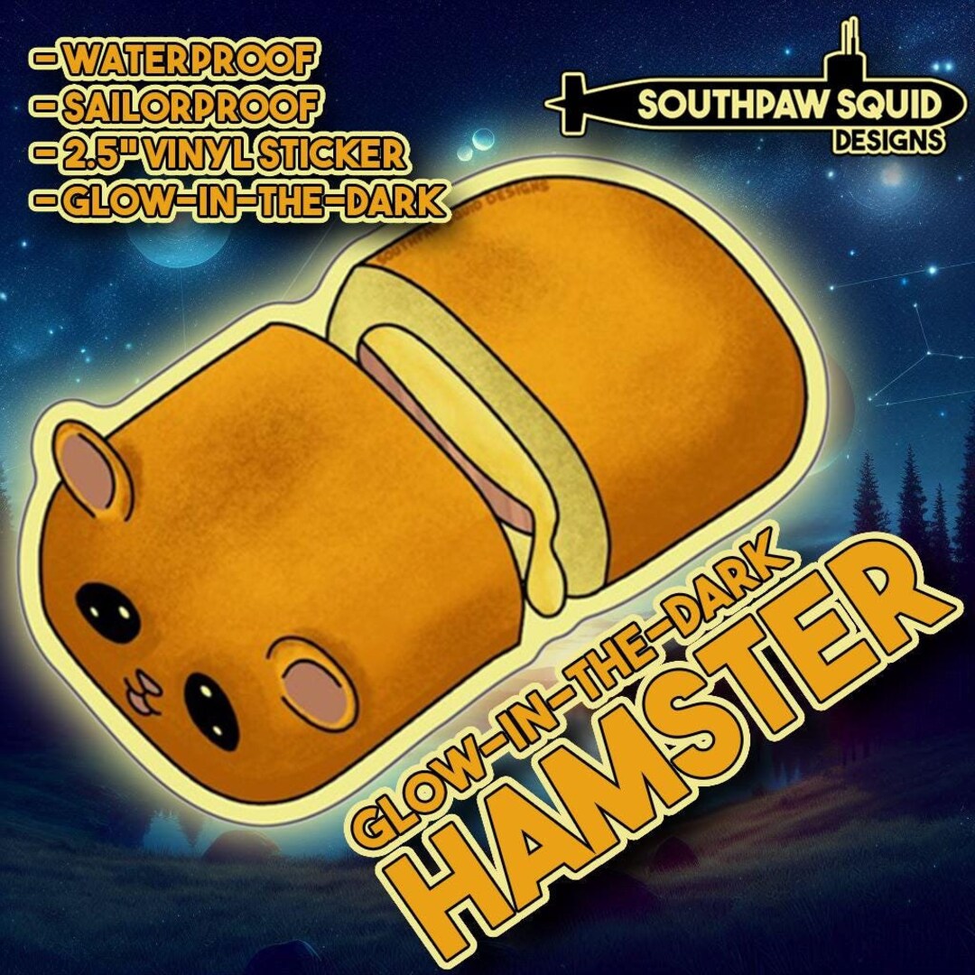 Glow in the Dark 2.5" Hamster (cordon Bleu) Sticker, Gifts for Him ...
