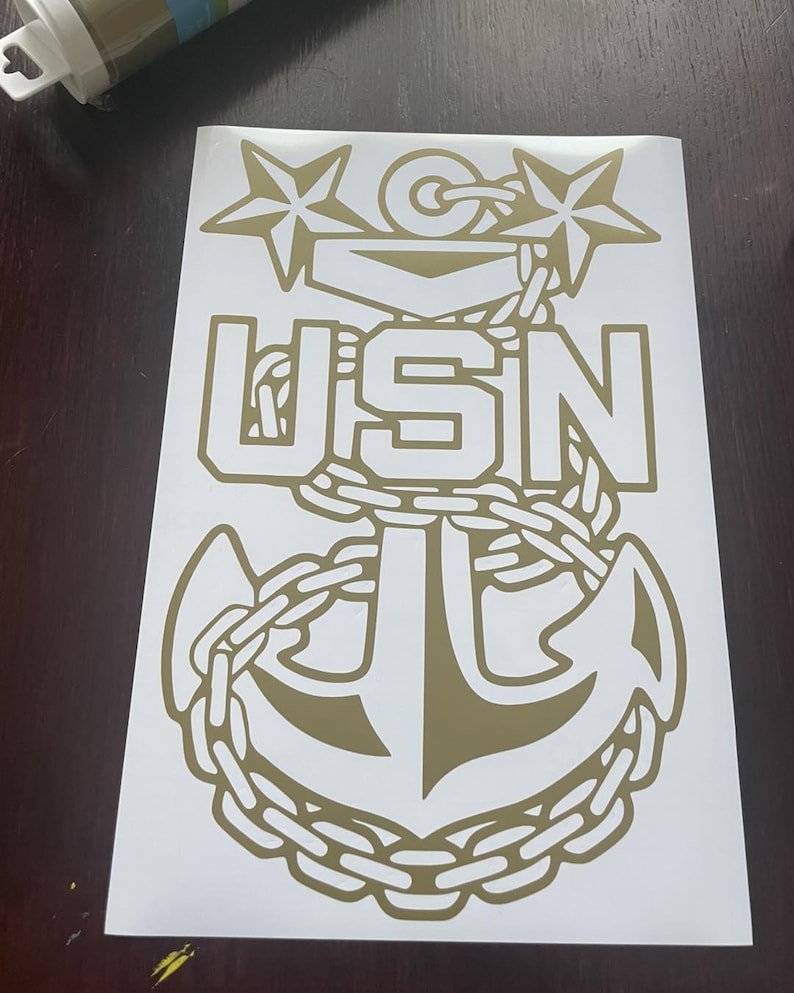 11.5" XL E7, E8, E9 Navy Chief Anchor Window Vinyl Decal, Gifts for Him ...