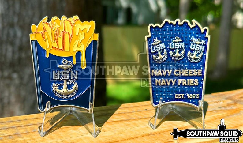 Navy Cheese Navy Fries Challenge Coin | Unique Military Collectible Gift for Veterans & Sailors ...
